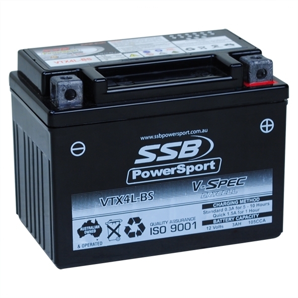 SSB VTX4L-BS 12V SSB V-Spec High Performance AGM Battery at ATVstore